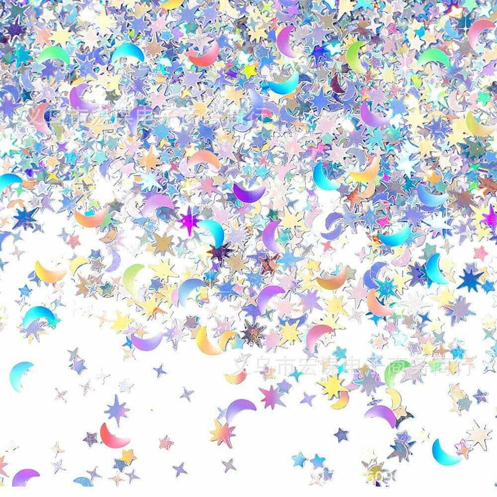 MOONBIFFY 10 мм золотое блестящее конфетти Silver