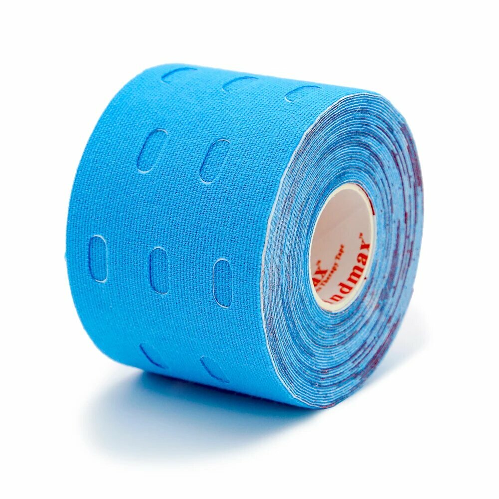 Кинезиологическая лента Kindmax с отверстиями для спорта Синий, Light Blue