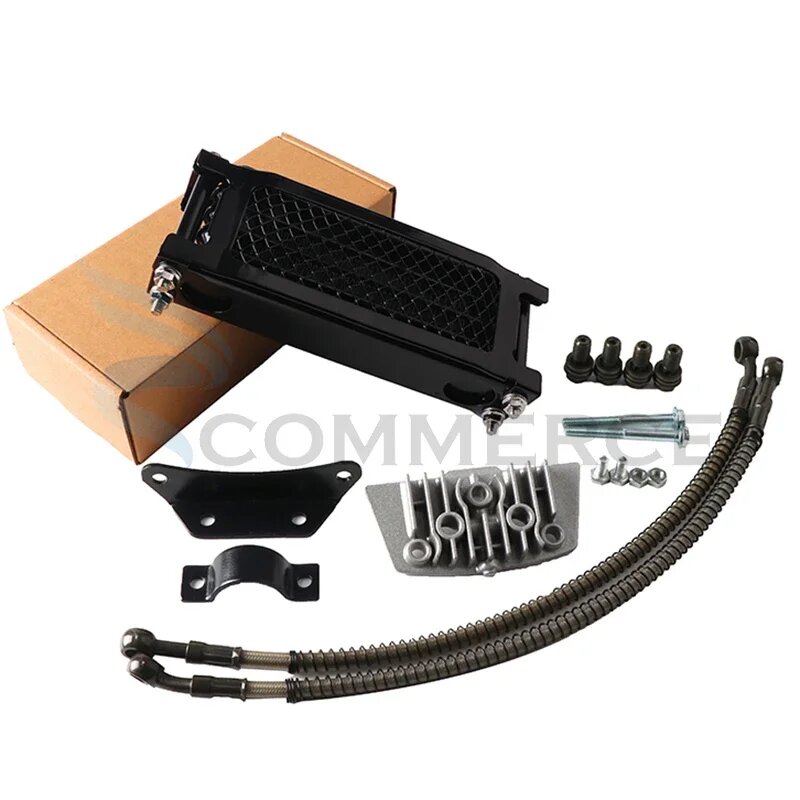 Масляный радиатор для мотоцикла, комплект радиатора для велосипеда-внедорожника 50 90 110 125 140cc Honda Monkey Yamaha Kawasaki, мопеда, скутера, эндуро, мотокросса Черный, Black B 50-110cc-L