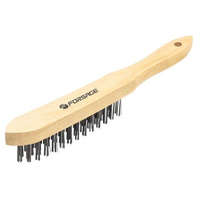 Щетка по металлу ручная в деревянном корпусе (проволока из высокоуглеродистой стали, 4x15рядов) Forsage