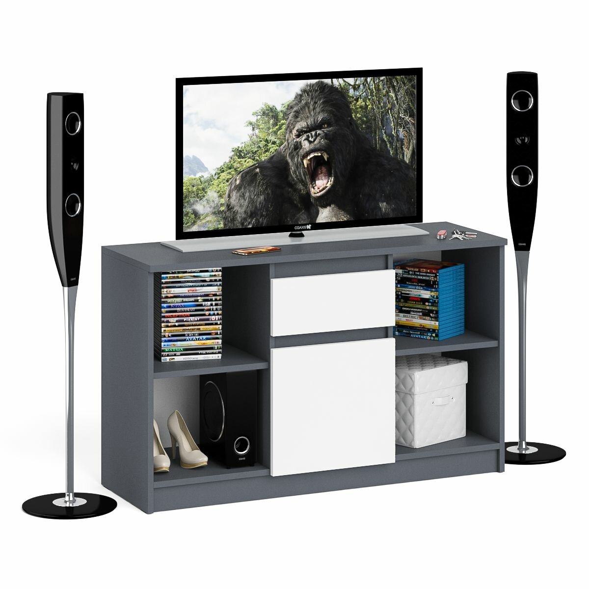 Тумба ТВ СВК Мори МТВ1204.1 Графит/Белый 6155639103