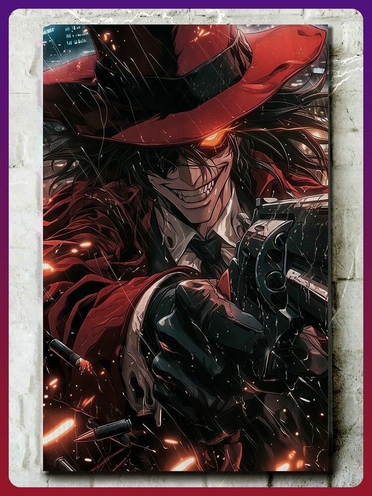 Картина интерьерная на дереве Аниме Хеллсинг (Hellsing, Алукард, Дракула, Япония, манга) - 6241267