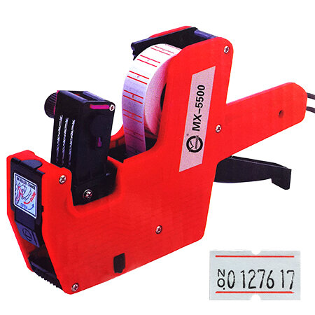 Этикет-пистолет " KWELT " 1-строчный 8 символов, размер 22,5*13см, цвет - ассорти, запасной красящий валик