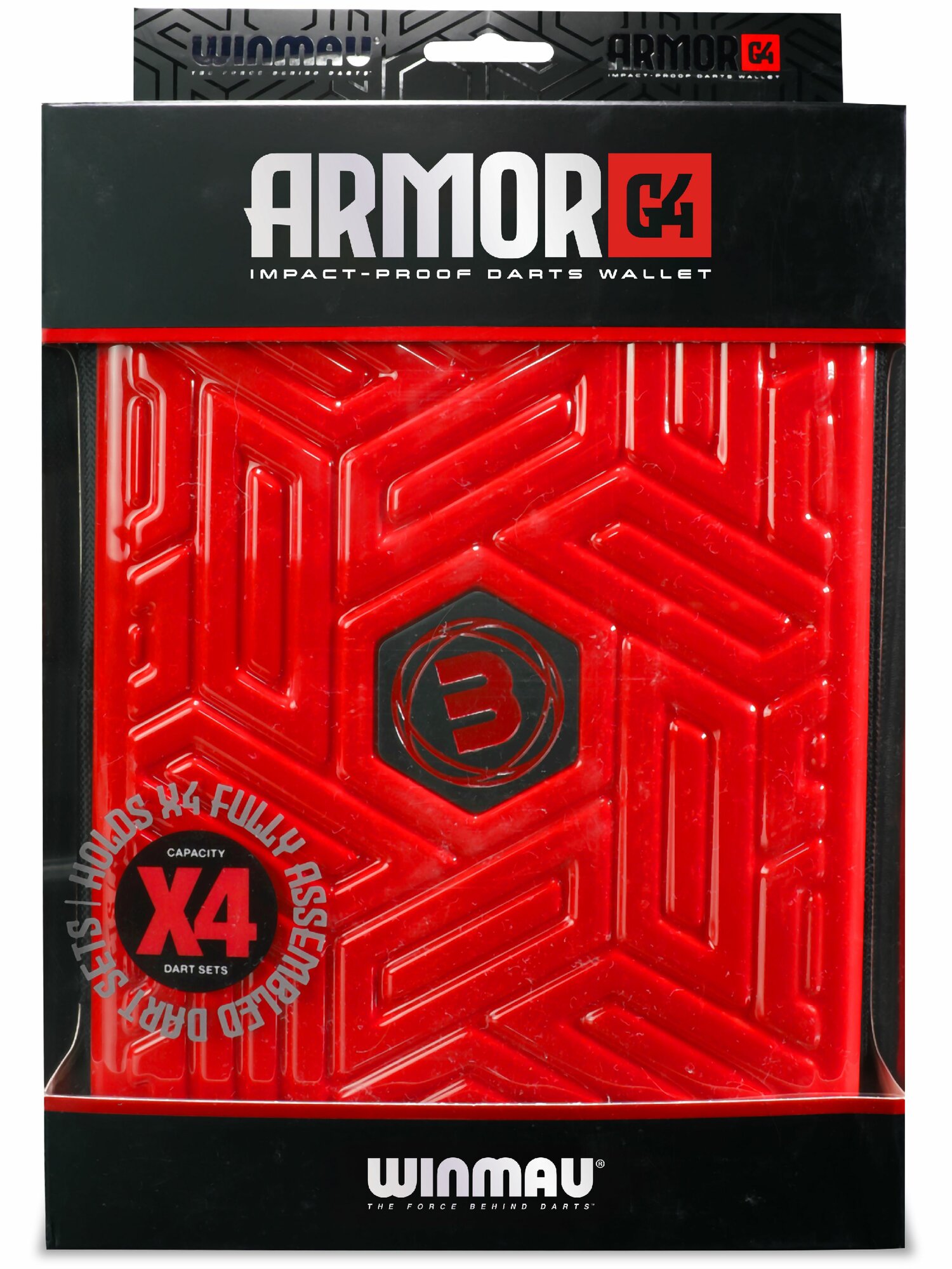 Сверхпрочный и защитный кейс Winmau ARMOR G4 Red Dart Case. Для дротиков дартс. Красный.