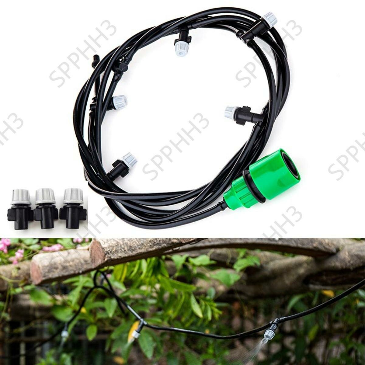 5м 10м распылительные форсунки микроавтоматического распыления для полива сада, комплект для полива, шланг и серая распылительная головка, тройник 4/7 мм и соединитель PHH3