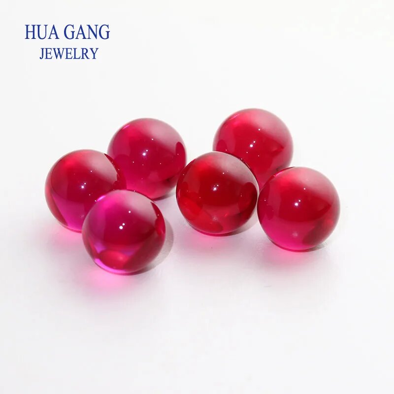 Синтетический корунд красный круглые бусины для бижутерии 10mm 5pcs, NO hole Ruby