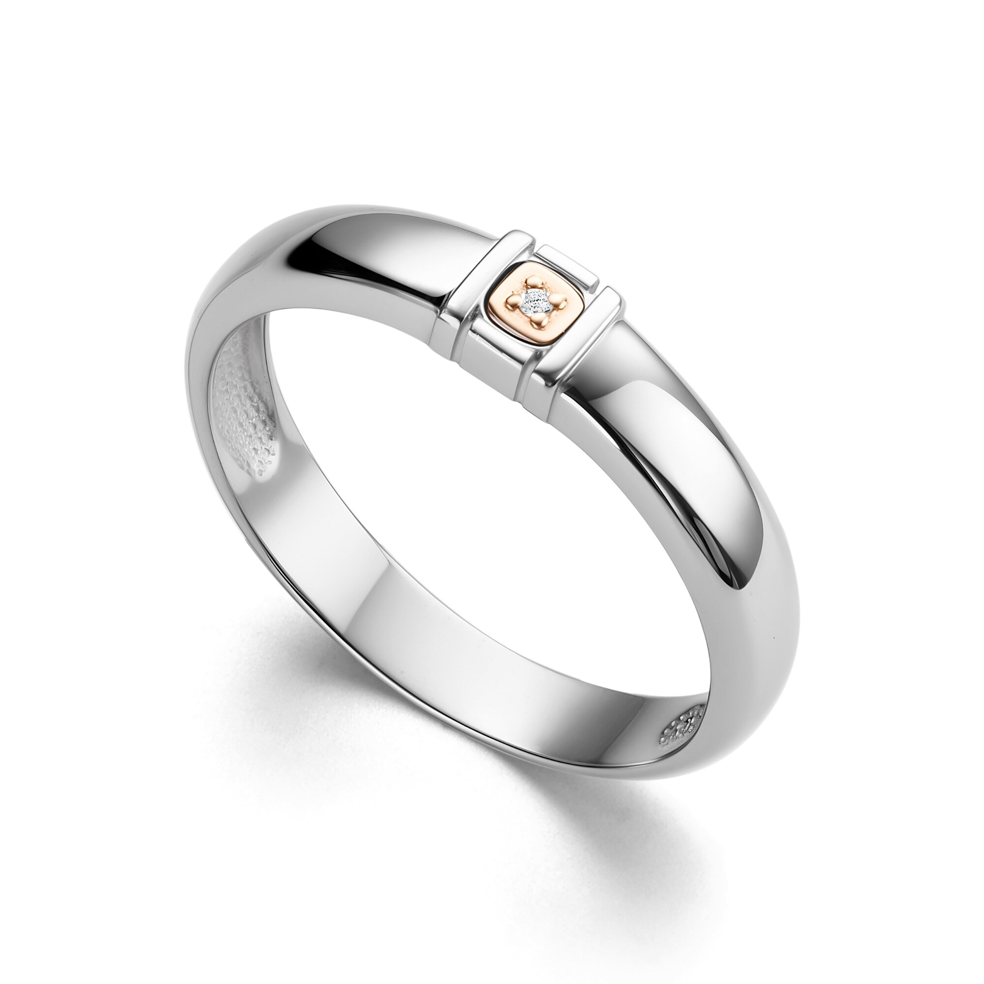 Кольцо Diamant online, серебро, 925 проба, серебрение, бриллиант