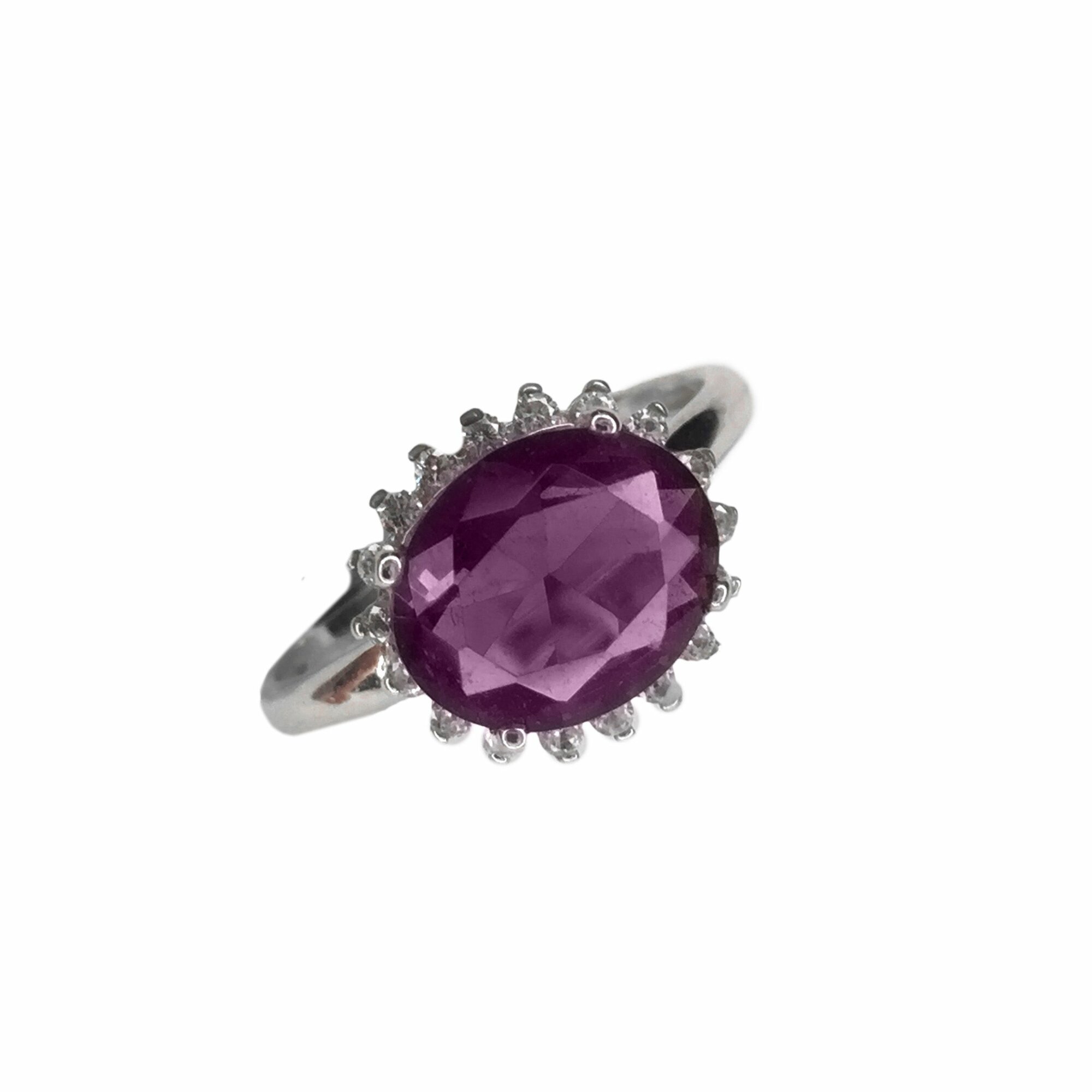 Кольцо тонкое, серебро, 925 проба, родирование, кварц, фианит