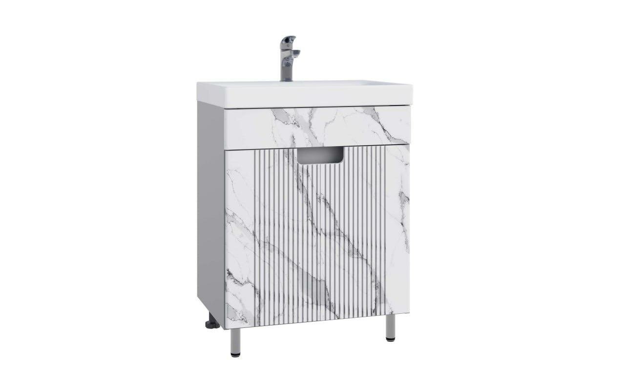 Тумба с раковиной Бергамо 60 Мрамор с дверьми