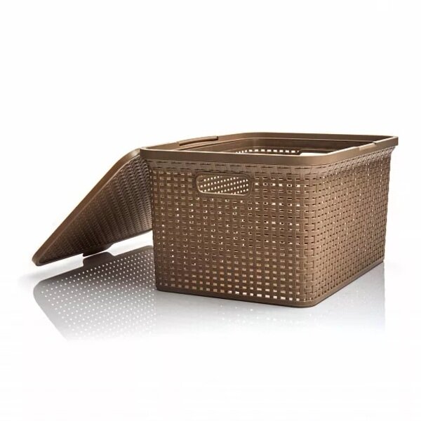 Корзина для хранения Полимербыт с крышкой "Артлайн", 30 л, 460х345х245 мм