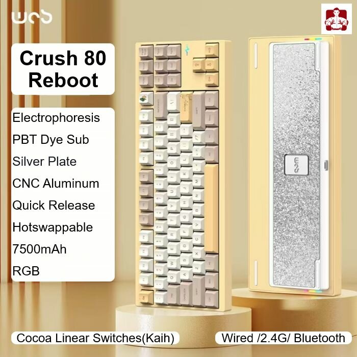 Клавиатура WOB Crush 80 Reboot, Autumn Yellow/Electrophoresis/PBT Dye Sub Keycaps