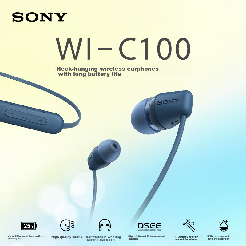 Беспроводные наушники Sony WI-C100, цвет Blue
