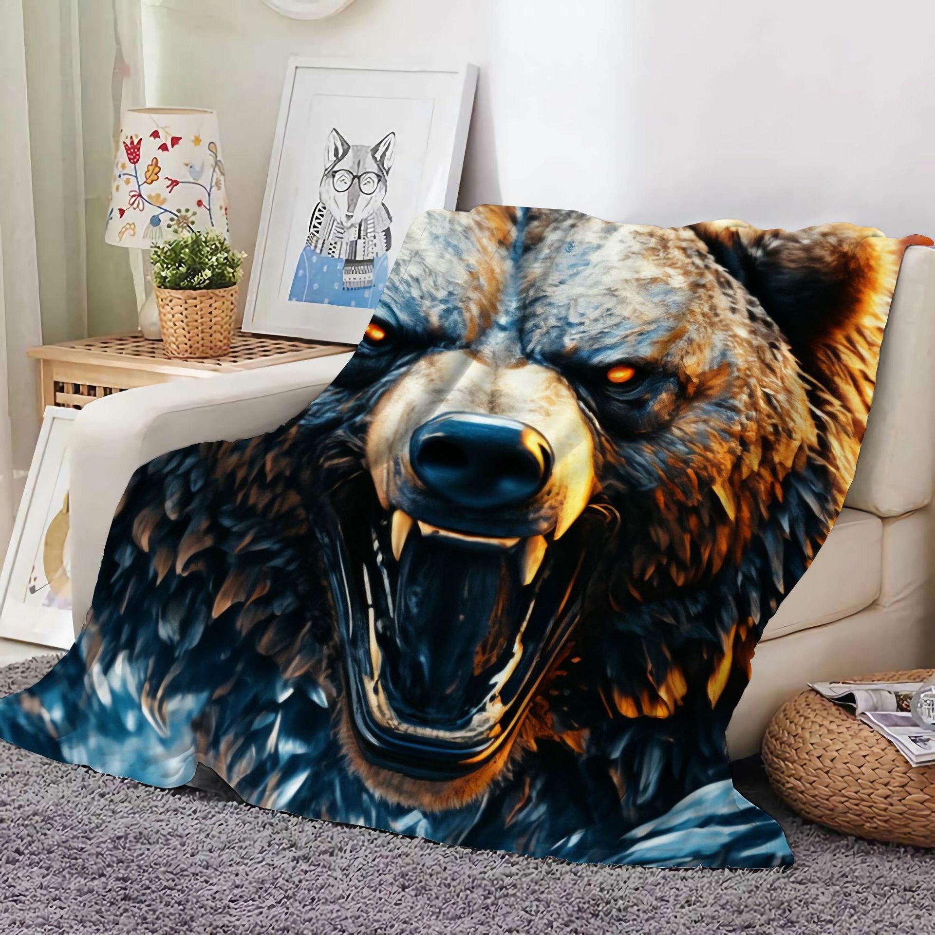 Одеяло "Медведь в лесу", фланель, полиэфирное волокно, 70x100 см