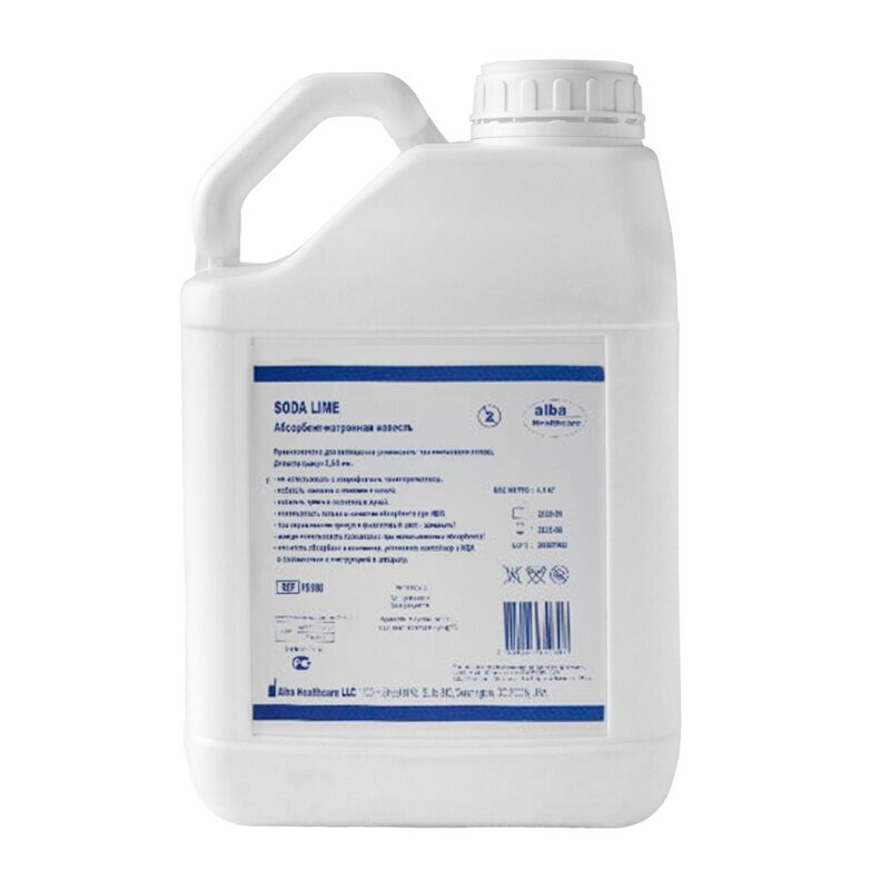 Абсорбент-натронная известь Alba Healthcare в канистре 4,5 кг, медицинский диаметр гранул 2,5-5,0 мм
