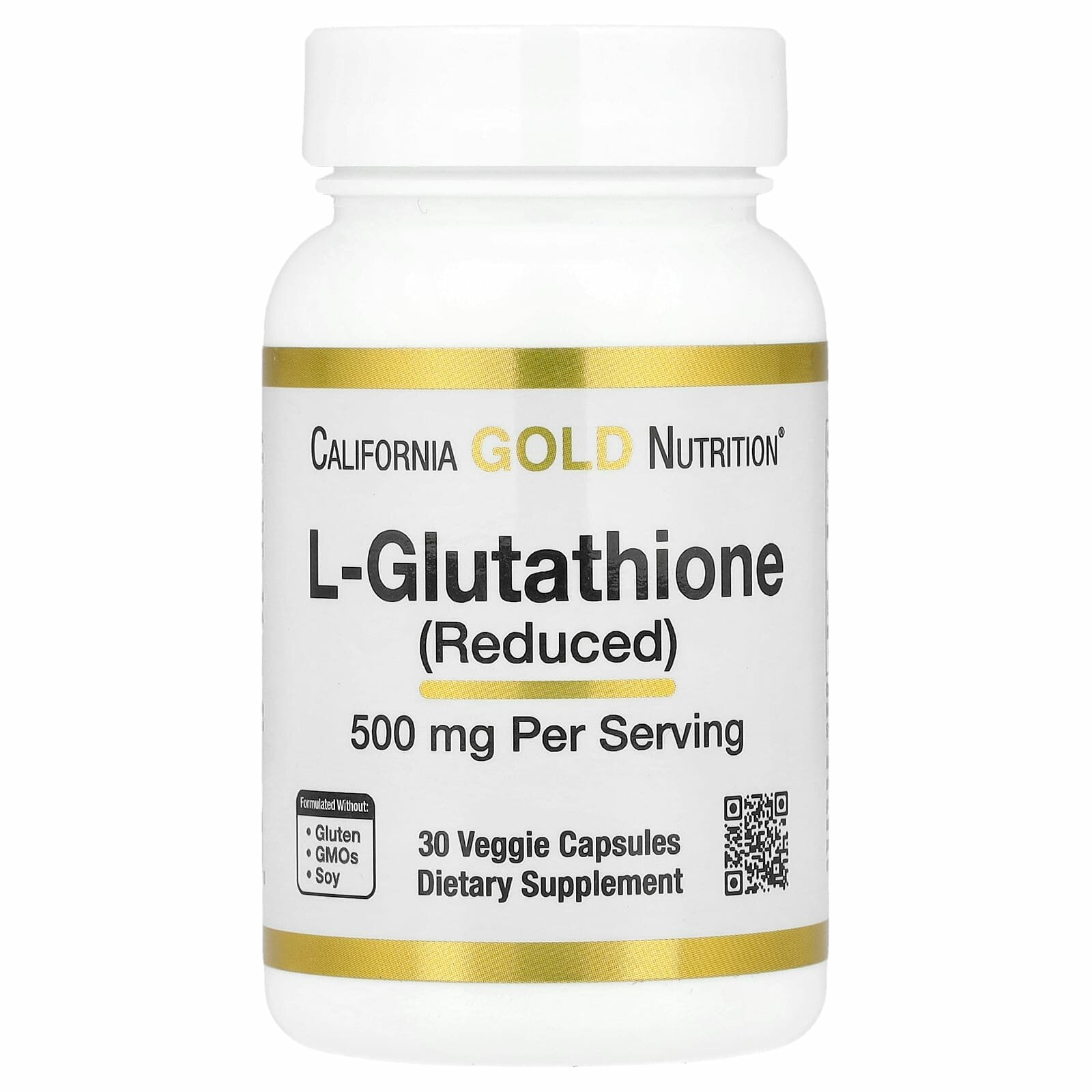 California Gold Nutrition, L-глутатион (восстановленный), 500 мг, 30 растительных капсул