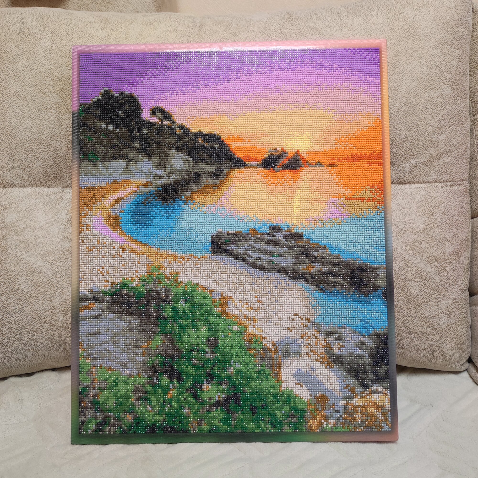 Картина "Тёплый закат" 40 * 50 готовая выложена алмазными стразами