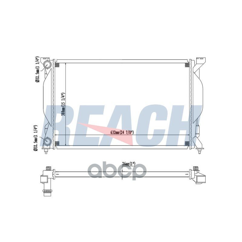 Радиатор системы охлаждения AUDI A4/A4 QUATTRO 1.8 L4, 2002-2006 REACH арт. 1412557126