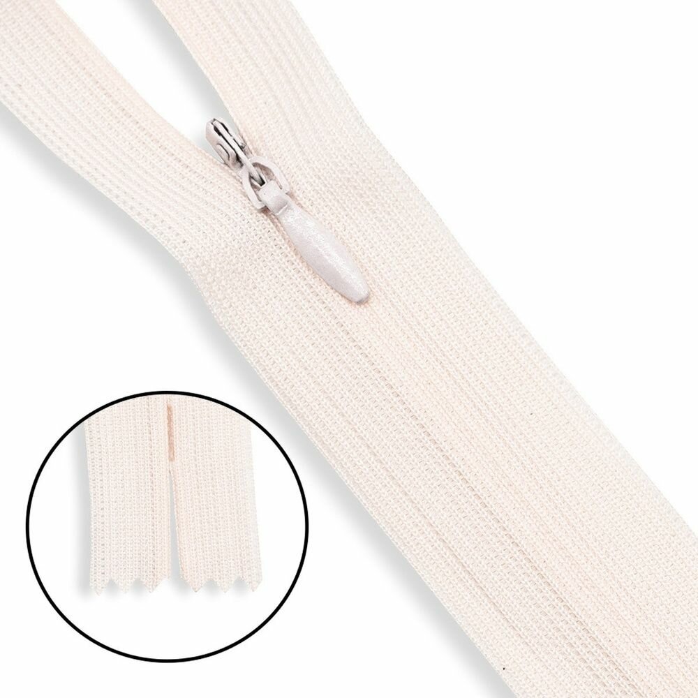 Молния айрис потайная неразъемная т3 20 см нейлон 293 айвори, 10 шт