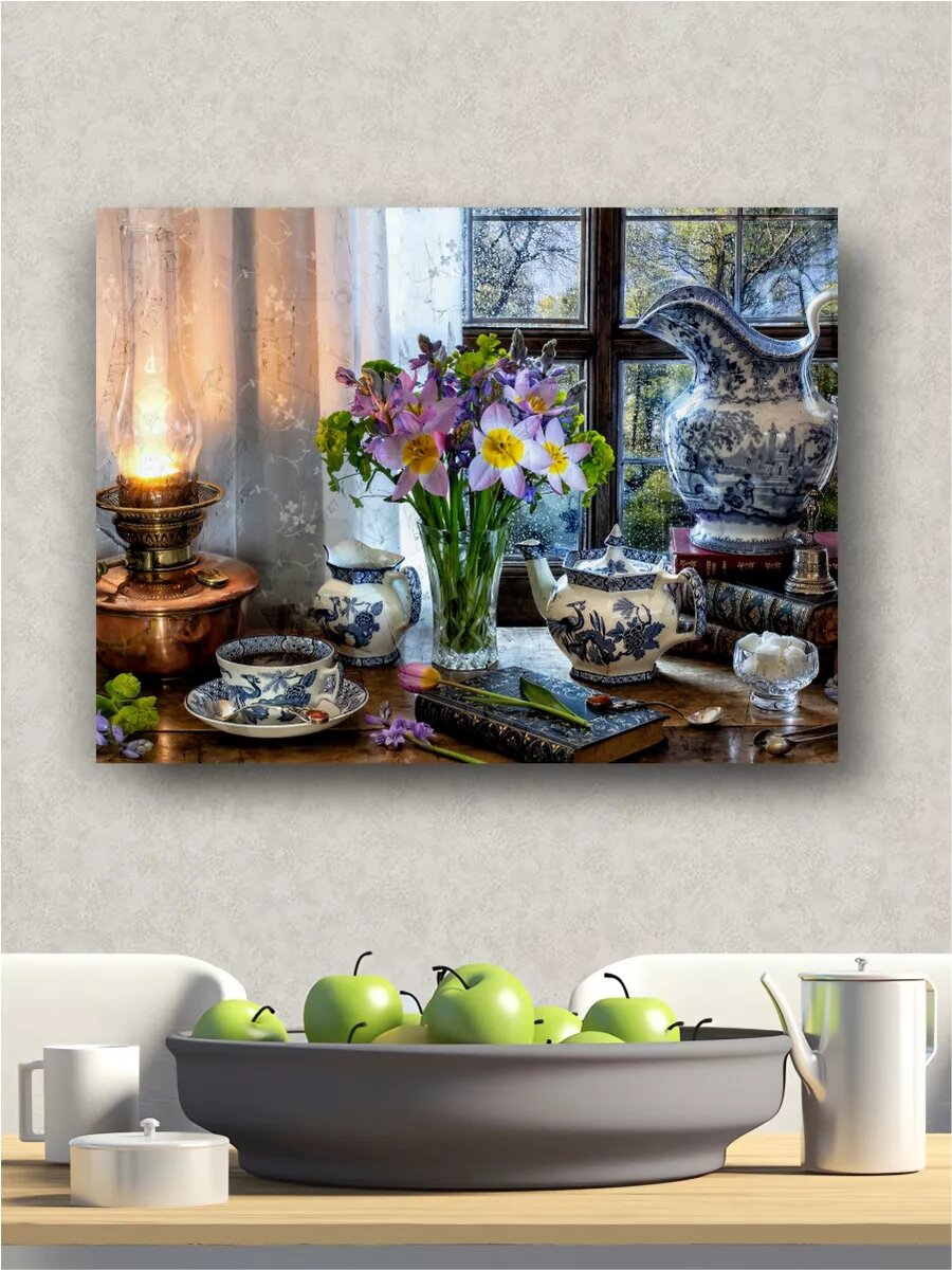 Картина на дереве OSB "Чаепитие"