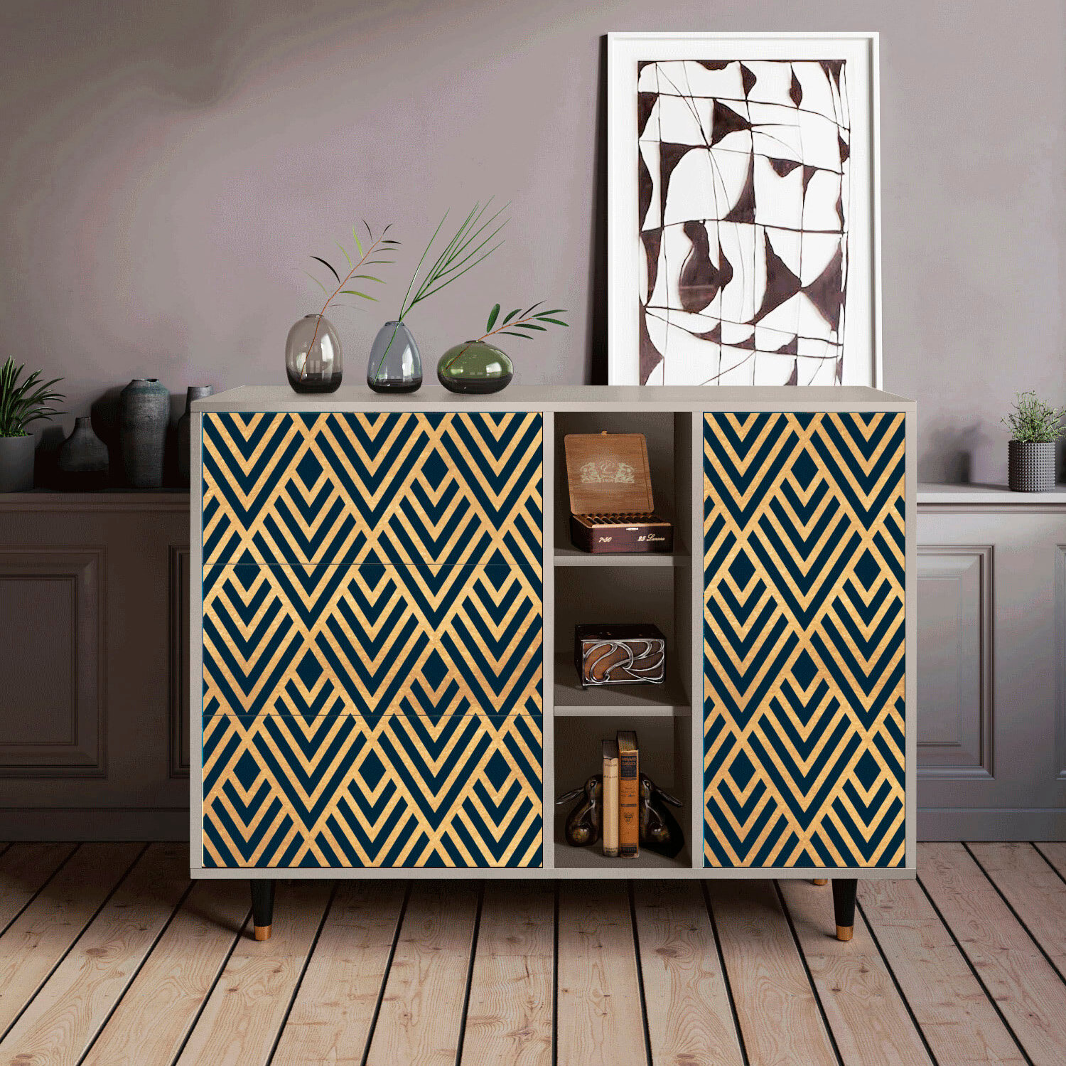 Комод - STORYZ - BS2 Egypt Triangles, Разер - 125 x 97 x 48 см , Цвет корпуса - Сатин