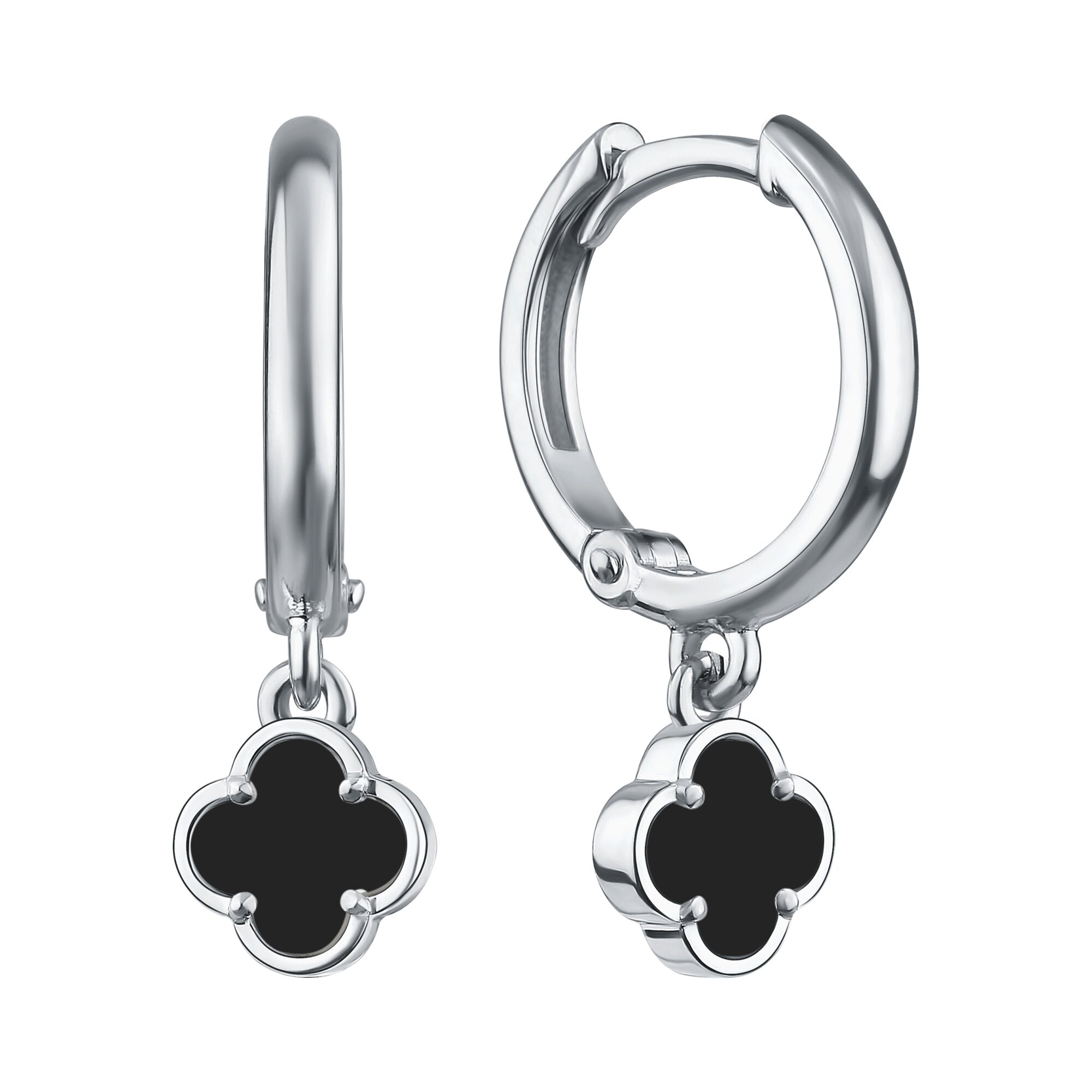 Серьги, серебро, 925 проба, родирование, оникс