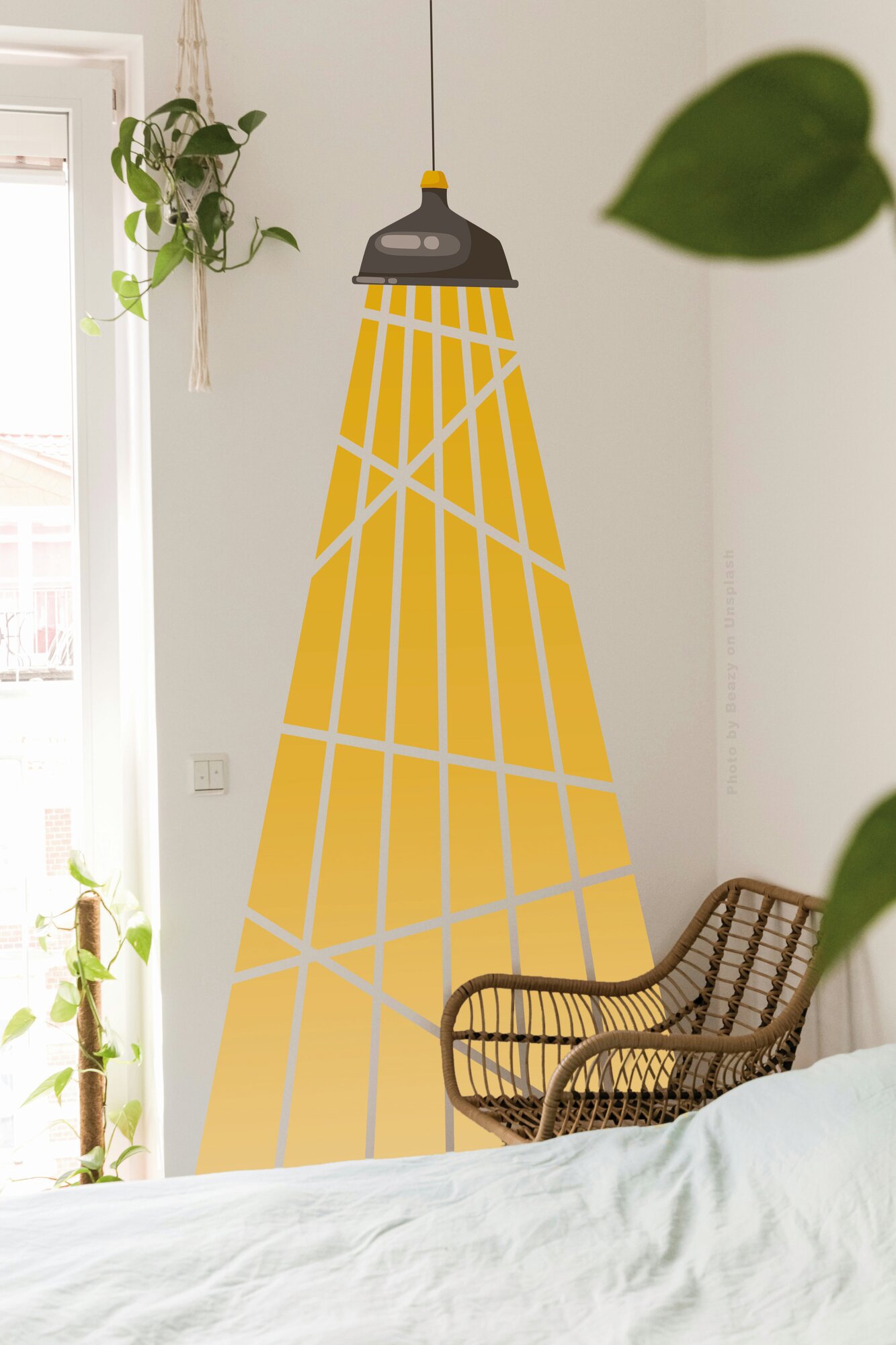 Интерьерная наклейка влагостойкая "Лампа" черная, легкосъемная