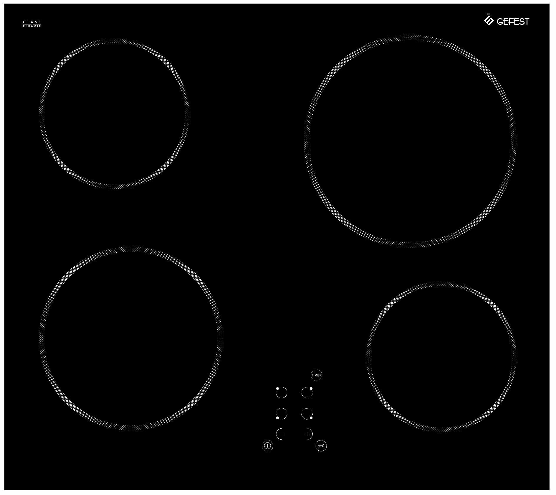 Электрическая варочная панель Gefest ПВЭ 4233 К11 59 см, 4 конфорки стеклокерамика, черный