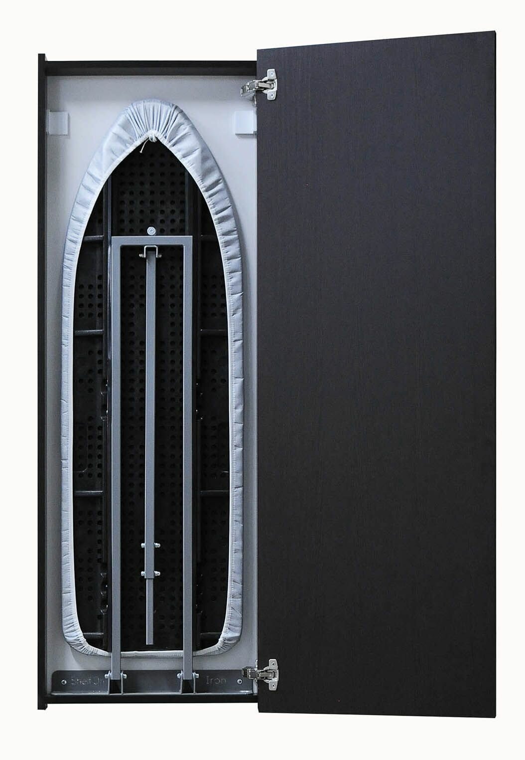 Встроенная гладильная доска с зеркальным фасадом Айрон Слим Термо, цвет венге распашная право