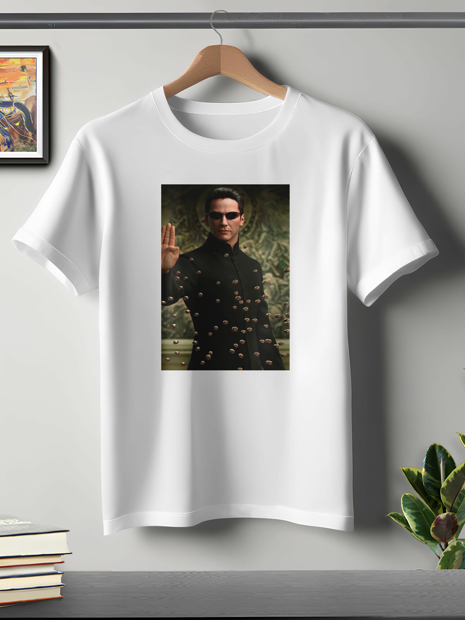 Футболка  Детская ONEQ 110 (5-6) размер с принтом Матрица, белая