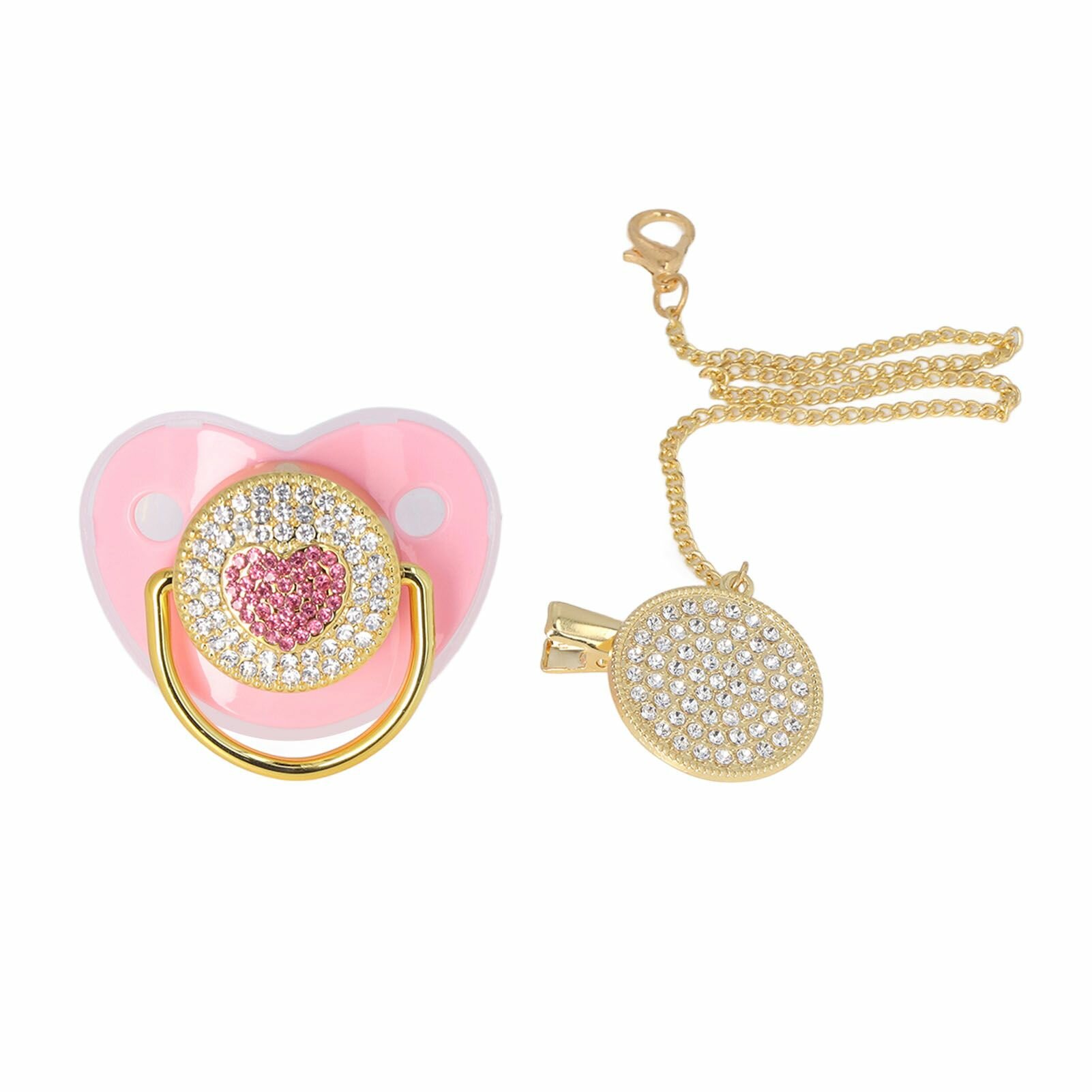 Набор детских пустышек из 2 штук, пустышка для новорожденных в форме силиконового сердца, удобная для младенцев, нежно-розовая, прочная и легко чистится