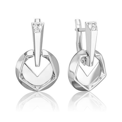 Серьги, белое золото, 585 проба, топаз