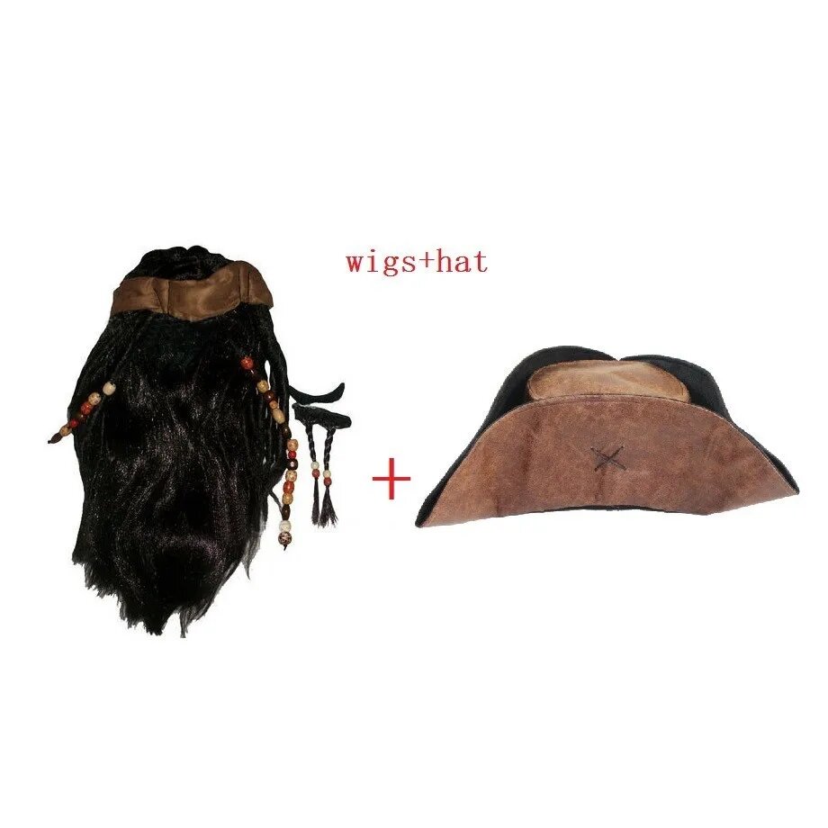 Костюм Пират CAPTAIN JACK SPARROW CANDEVER wig hat