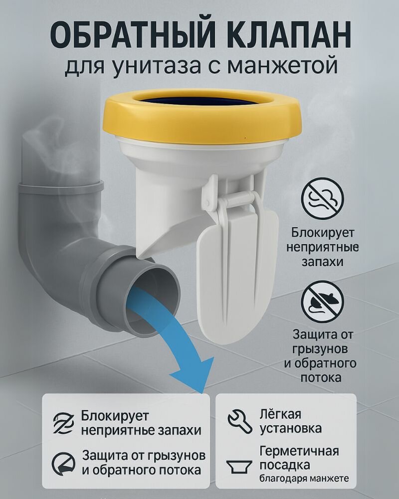 Обратный клапан для унитаза с манжетой
