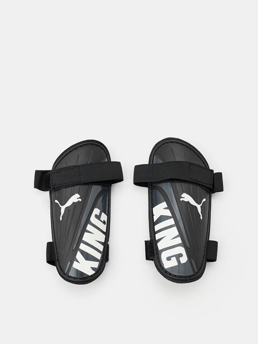Щитки футбольные PUMA King Strap, размер L, с двойным ремешком, цвет черный