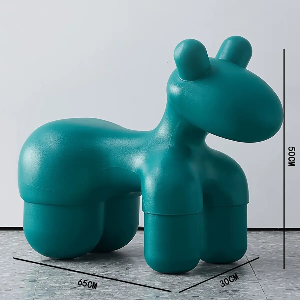 Табурет для гостиной и детской из пластика в стиле Pony Chair (цвет сине-зеленый 65*30*50 см)