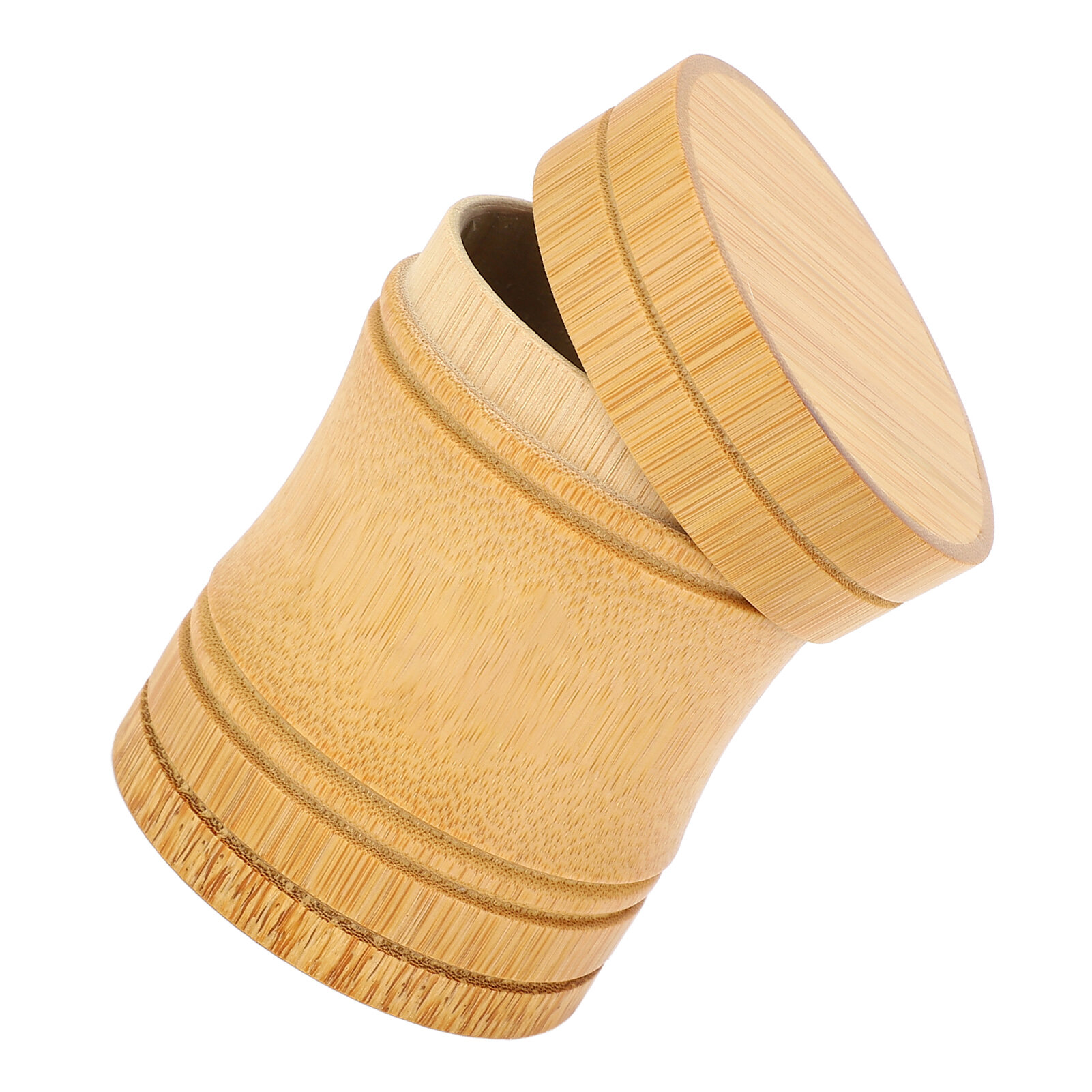 Переносной лёгкий бамбуковый банок для хранения чая, контейнер, упаковка, материал бамбук, размер (диаметр x высота) 5.5 x 8.5 см / 2.2 x 3.3 дюйма, с крышкой, для чая, кофейных зёрен, орехов, специй, посуда для посудомоечной машины, 1 шт.