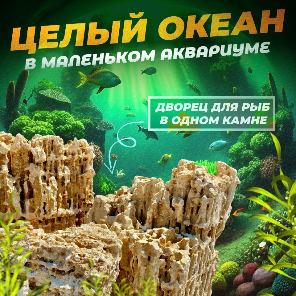 Камни декоративные натуральные Меотис для аквариума и террариума 2кг