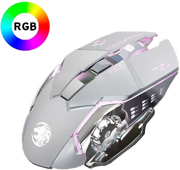 Механическая беспроводная мышь EWEADN G306, бесшумная, игровая, с подсветкой RGB, Серый