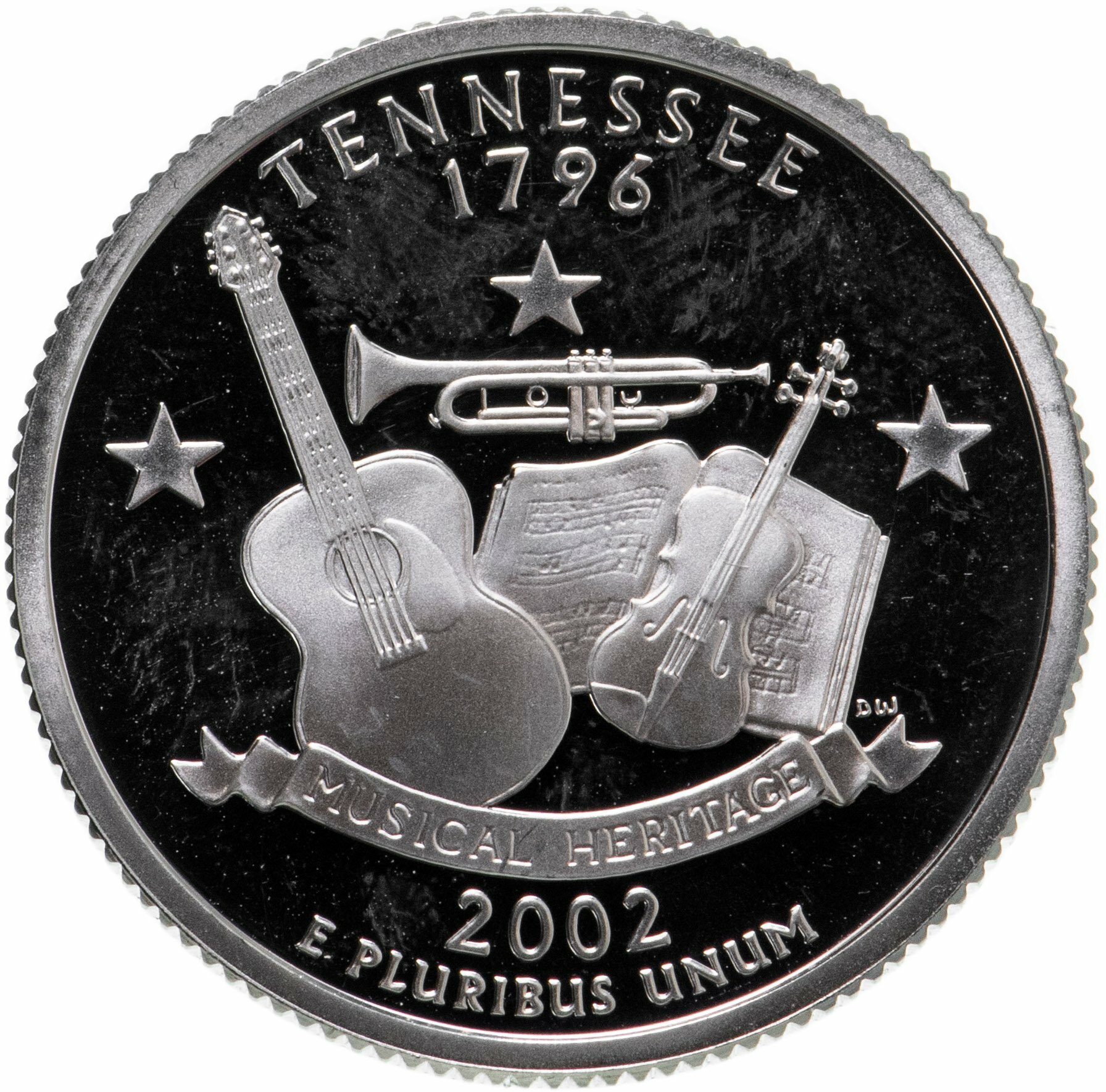 США 25 центов квотер, 1/4 доллара, quarter dollar 2002 S Proof Теннесси Tennessee, знак монетного двора: "S" - Сан-Франциско, Медь