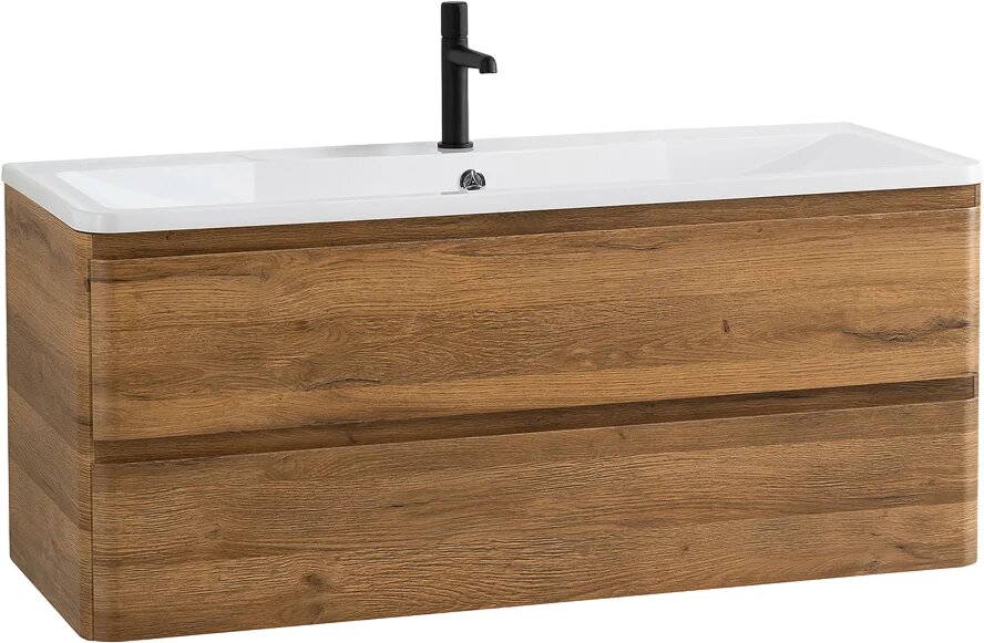 Тумба с раковиной BelBagno Albano 120 подвесная, 120 см, светлое дерево, матовая, из МДФ, с ящиками, раковина для ванной, прямоугольная