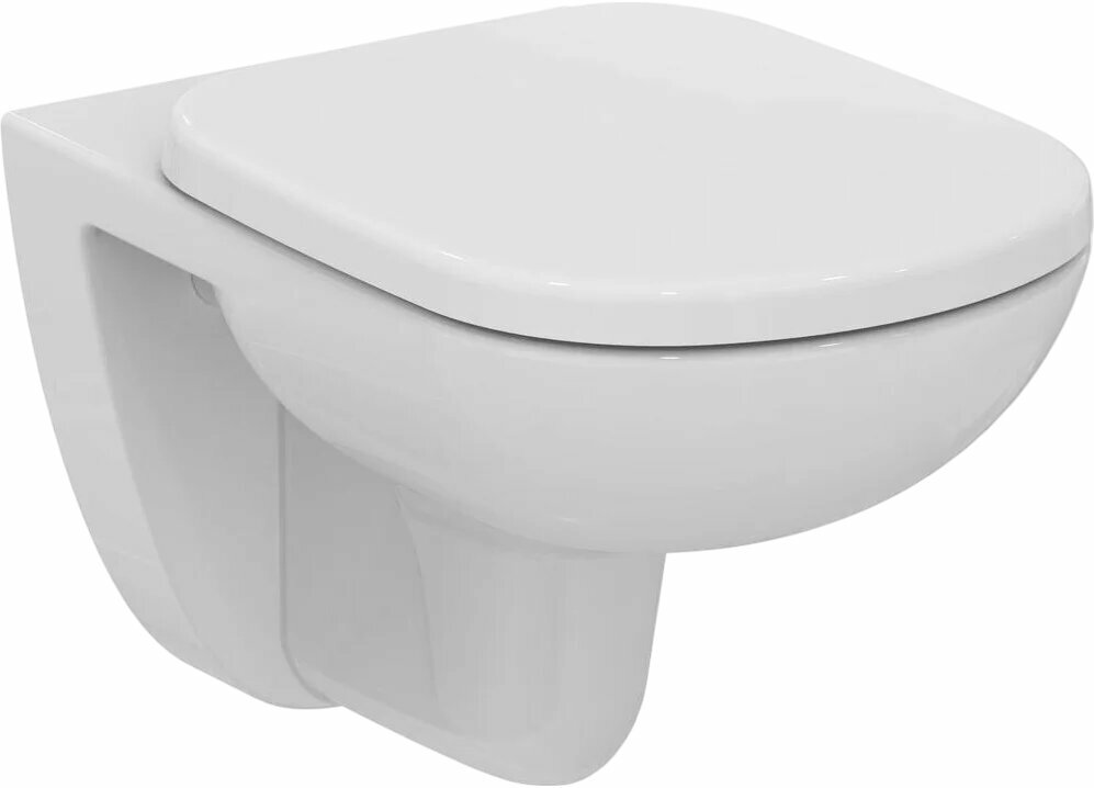 Унитаз подвесной Ideal Standard Tempo с микролифтом, без бачка, фарфоровый, антивсплеск, белый, овальный