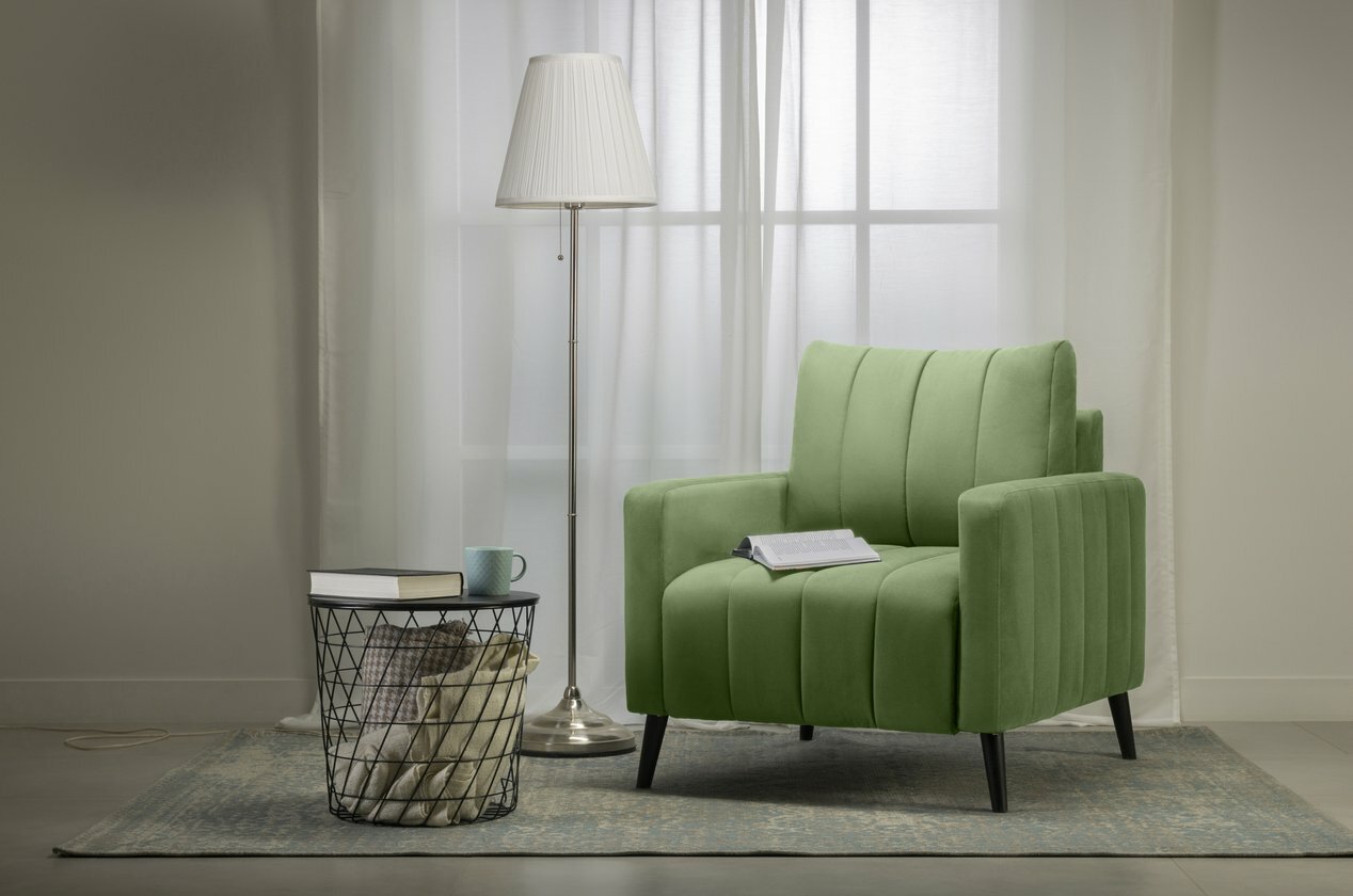 Кресло в гостиную мягкое Divan.ru Маркфул Велюр Оливковый, оливковый, велюр, с подлокотниками