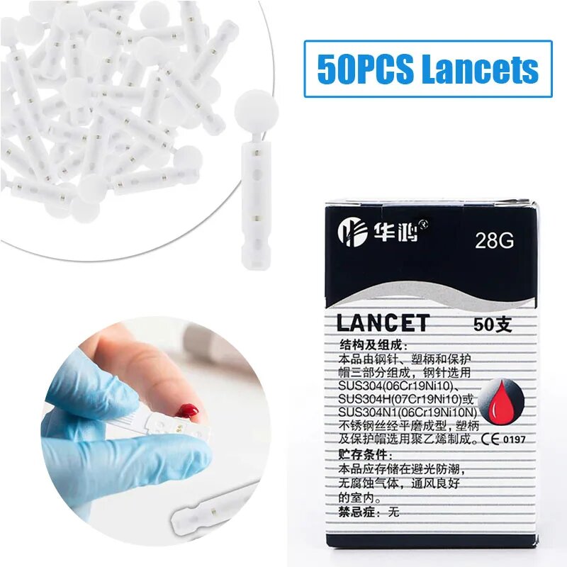 50 шт. стерильный набор ланцетов для 28 г ручка для измерения уровня глюкозы, одноразовые иглы для измерения уровня сахара в крови, медицинские аксессуары для диабета