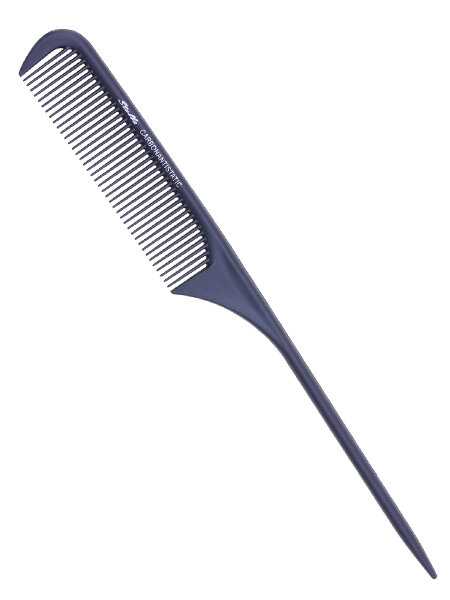 Расческа Stella, карбоновая, черная для стрижки с хвостиком 24 см