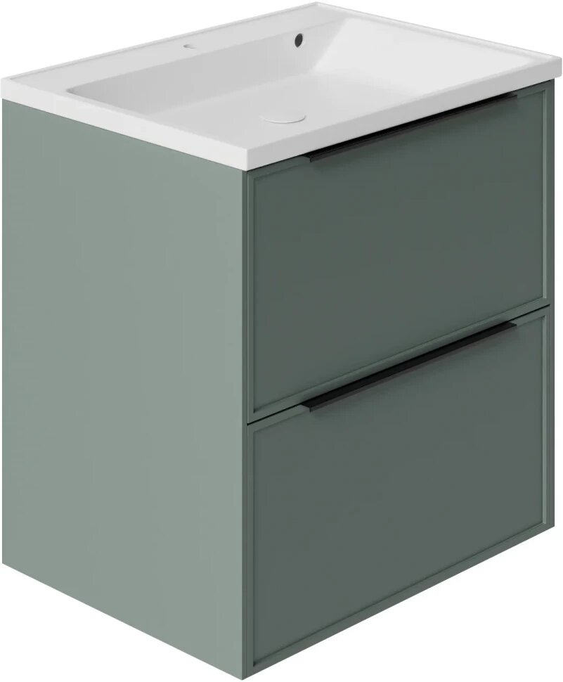 Тумба под раковину La Fenice Simpla FNC-01-SIM-G-60-2 60,4 см, подвесная, серо-зеленый матовый