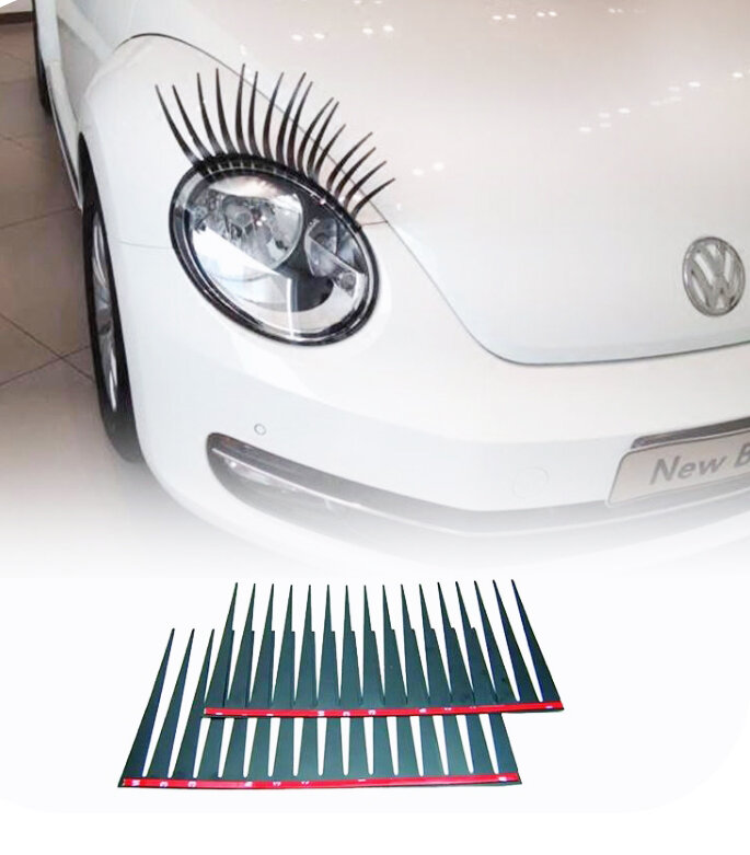 Реснички 3D на фары автомобиля, черные, 1 пара