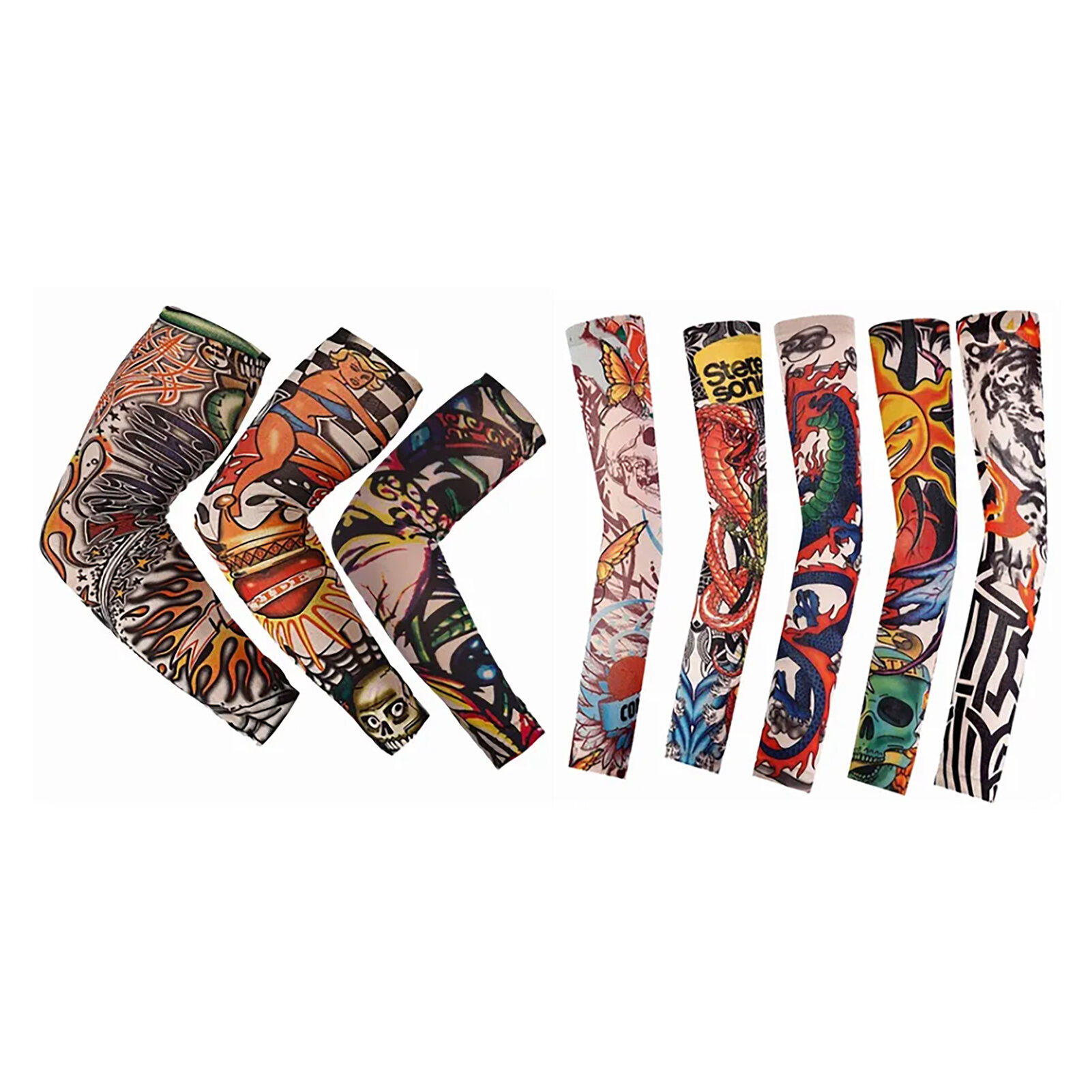 8 шт. тату-рукава из эластичного полиэстера, дышащие и быстросохнущие для активного отдыха и велопутешествий