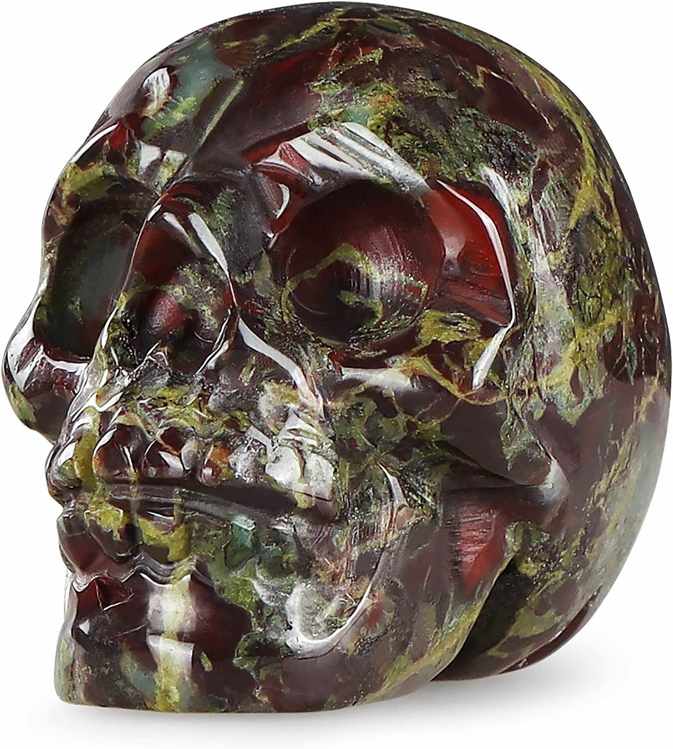 Фигурка из драконьей крови и камня, череп 2 дюйма, кристаллы, лечебные камни, резная скульптура