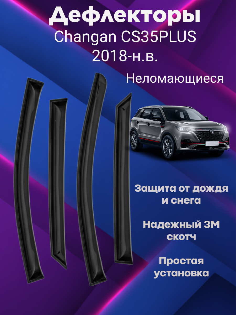 Дефлекторы боковых окон для Changan CS35PLUS 2018-н. в. Ветрокиви окон Чанган цс35плюс