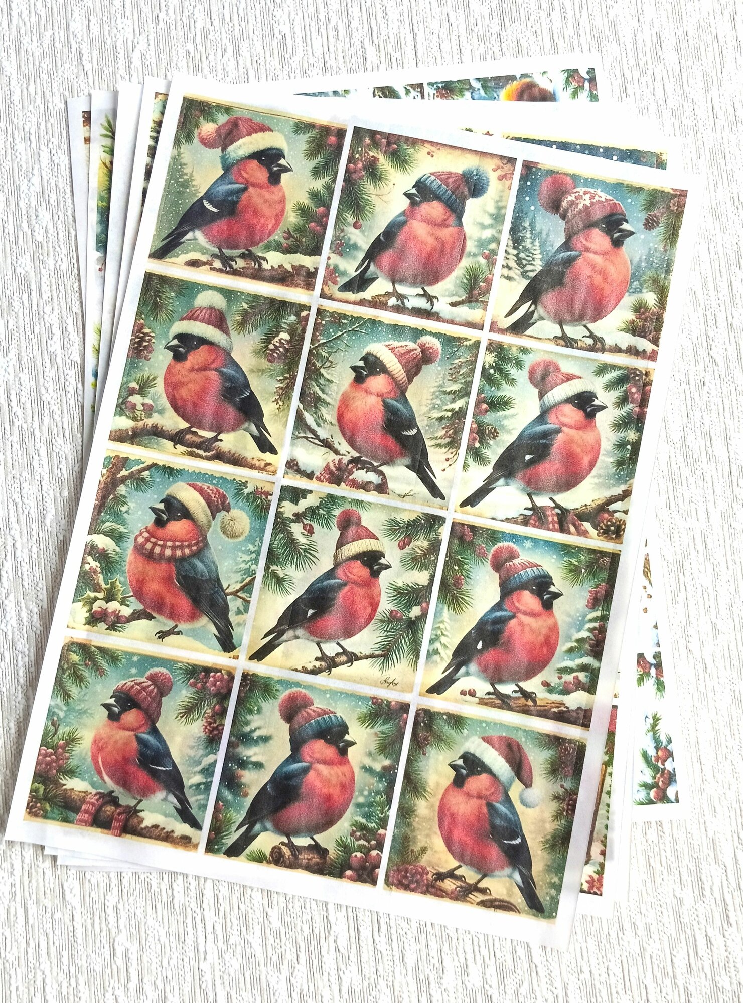 Набор бумаги для декупажа "Зима" 5 листов А4, 40 гр/м2.